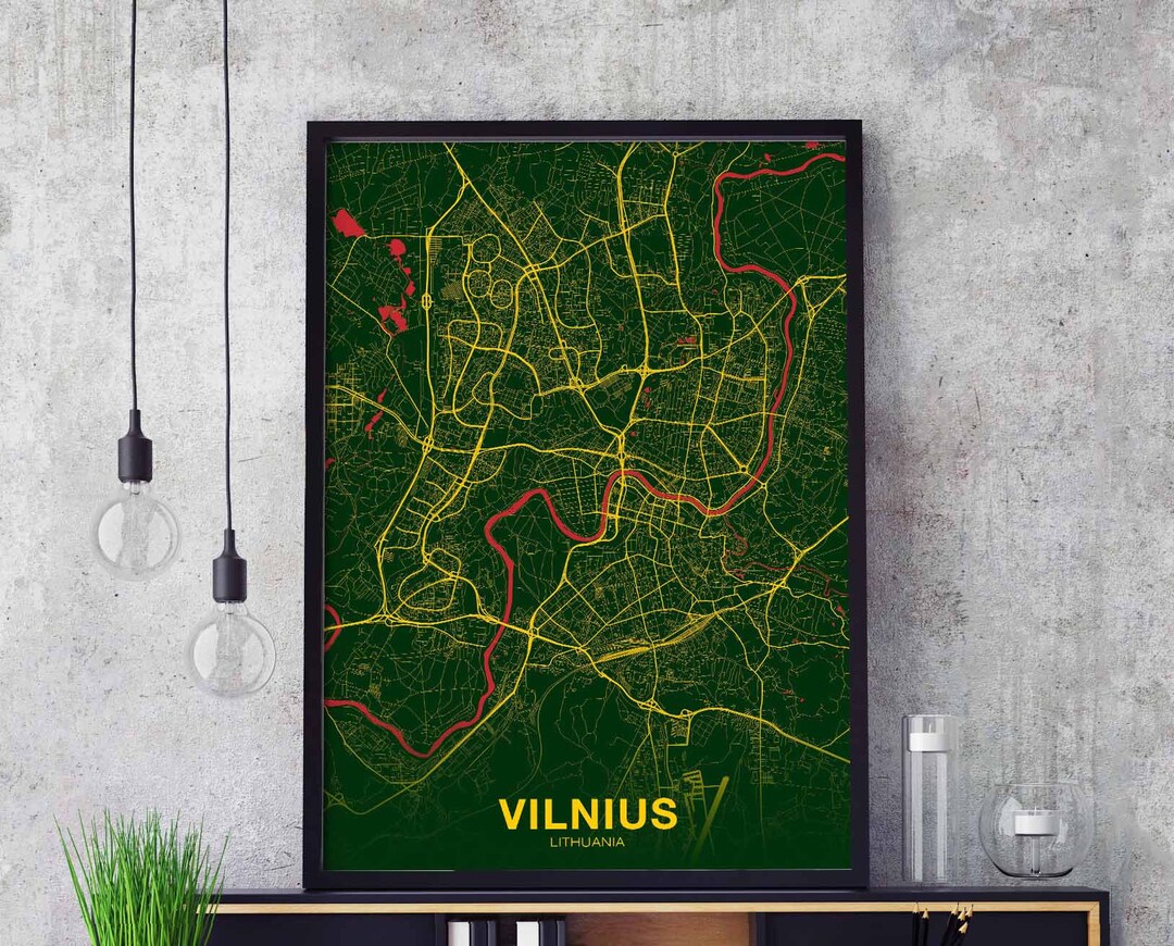 VILNIUS Lithuania Map Poster Color Hometown City Print Modern Home ...