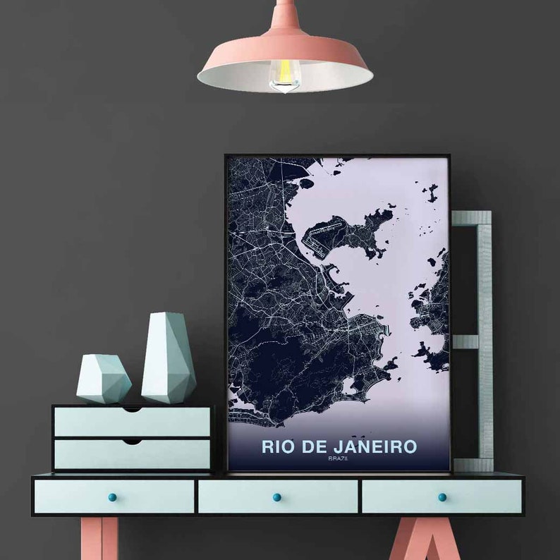 RIO DE JANEIRO Brazil Map Poster Color Hometown City Print | Etsy
