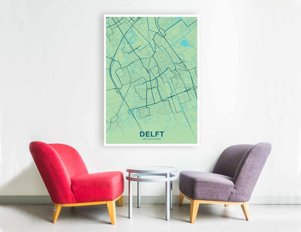DELFT Netherlands Poster Color Hometown City Print Modern Home Decor ...
