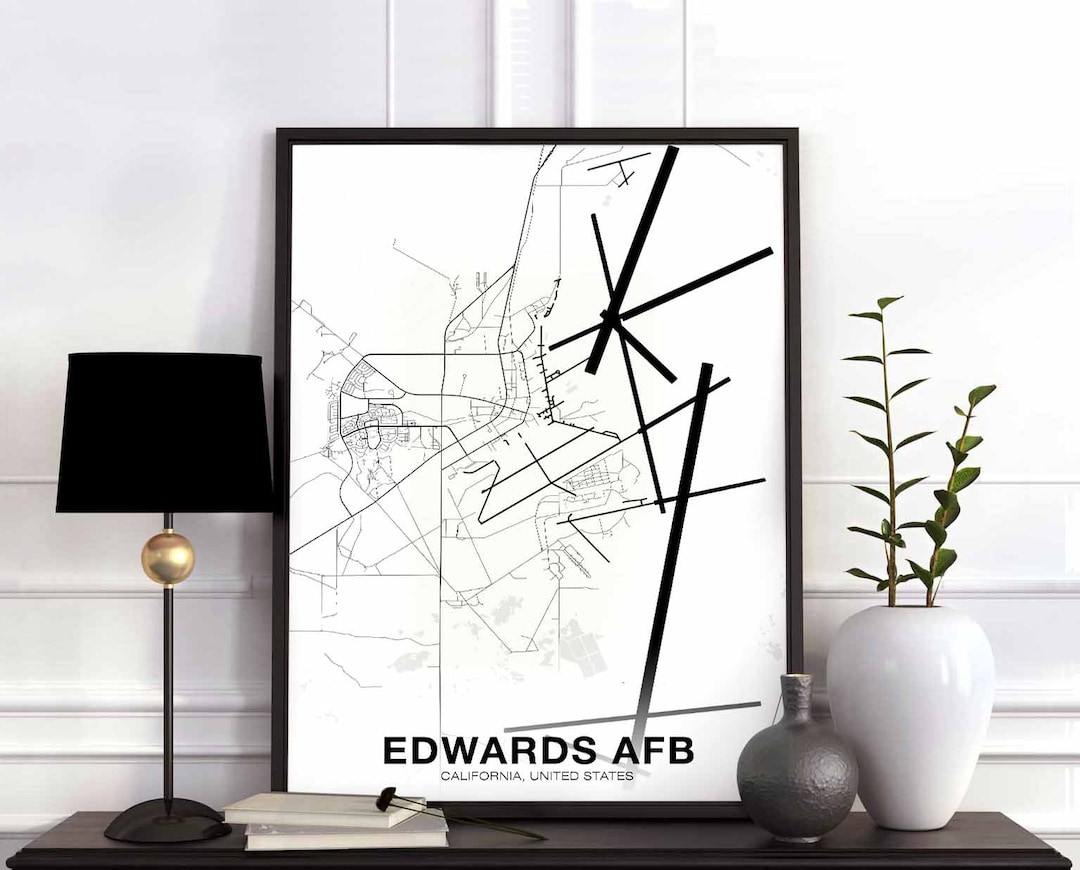 EDWARDS AFB California CA Usa Map Poster Black White Hometown City ...