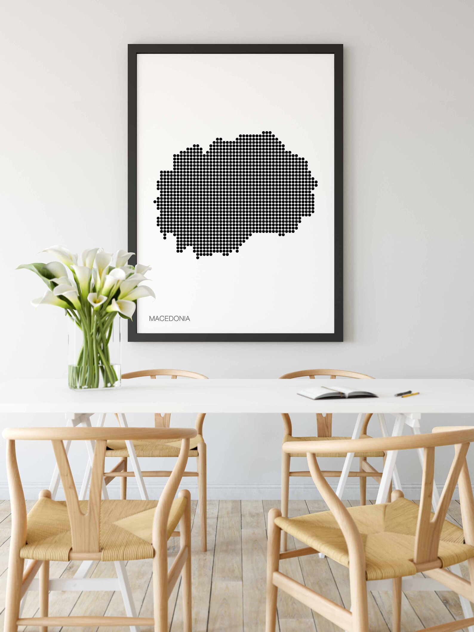MACEDONIA Minimal Dots Retro Map Poster Black White Wall Decor - Etsy