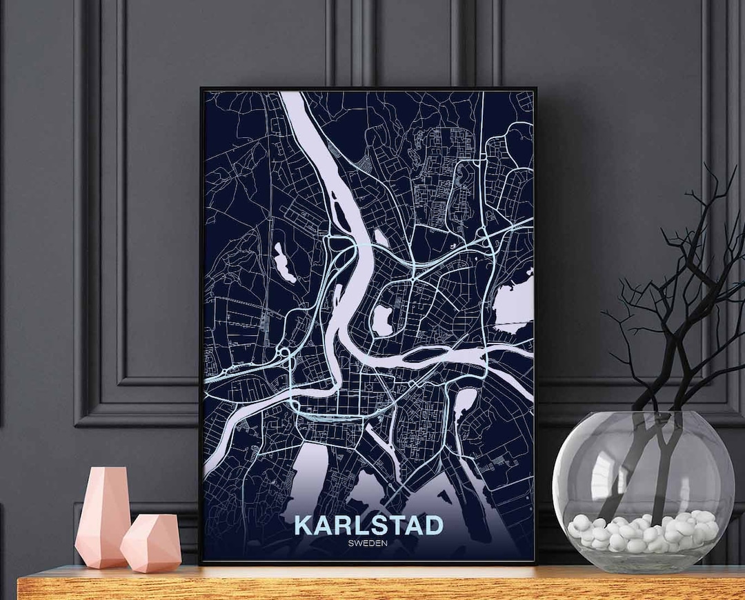 KARLSTAD Sweden Map Poster Color Hometown City Print Modern Home Decor ...