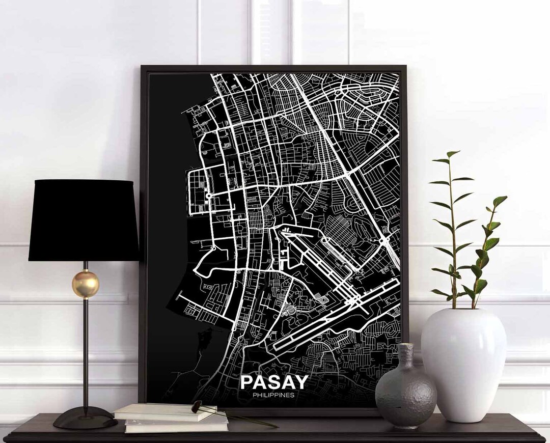 PASAY City Philippines Map Poster Black White Hometown City Print ...