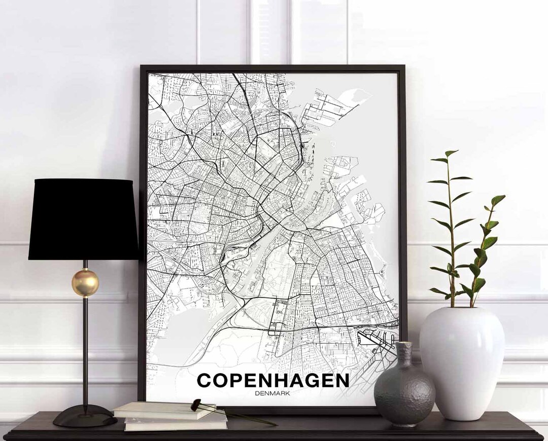 COPENHAGEN Denmark Map Poster Hometown City Print Modern Home Decor ...