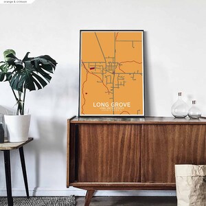 LONG GROVE Iowa IA Map Poster Black White Hometown City Print Modern ...