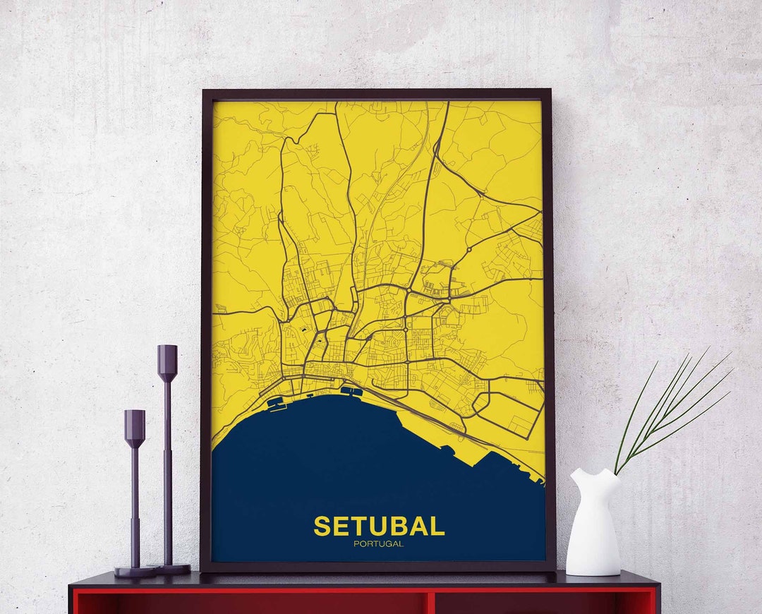 SETUBAL Portugal Map Poster Color Hometown City Print Modern Home Decor ...
