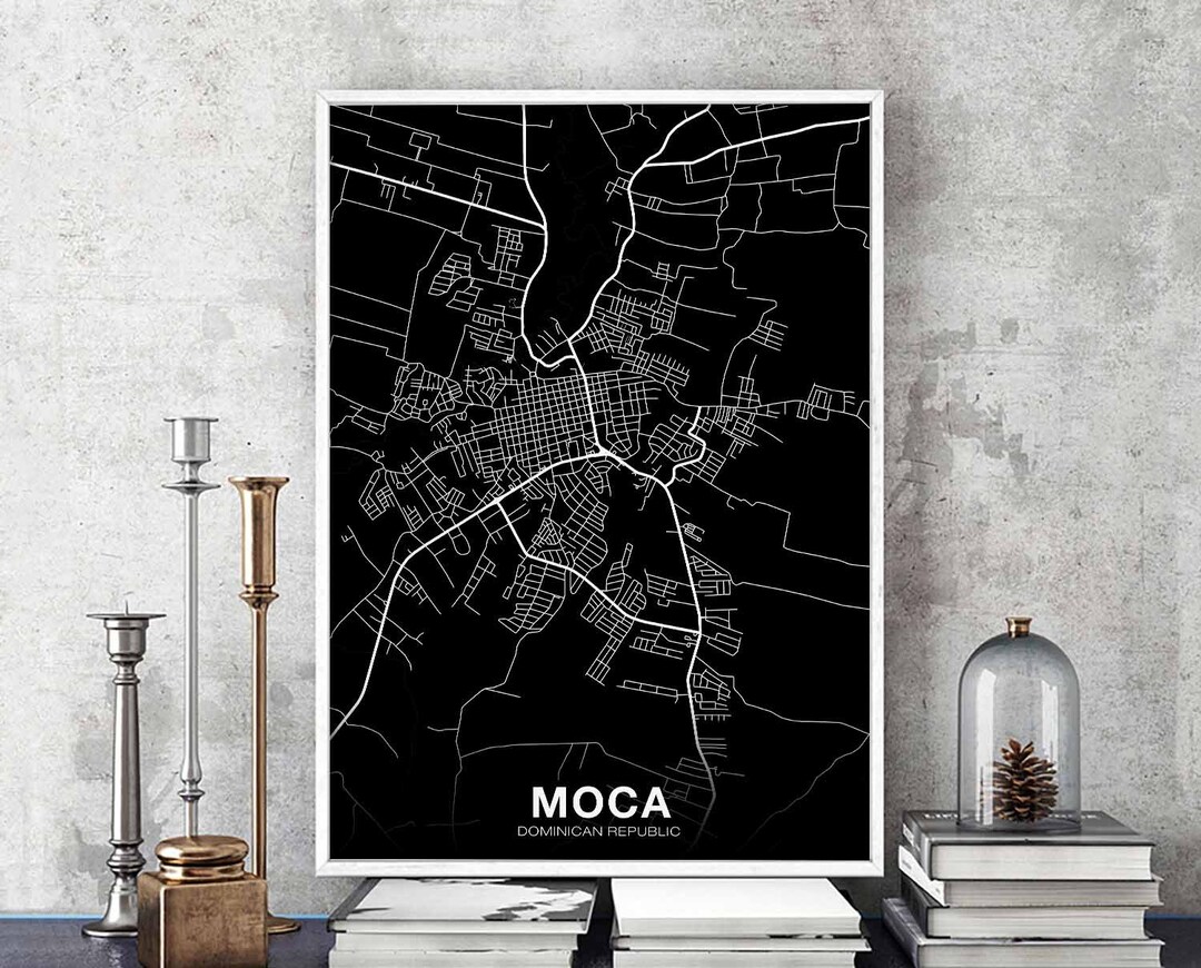 MOCA Dominican Republic Map Poster Black White Hometown City Print ...
