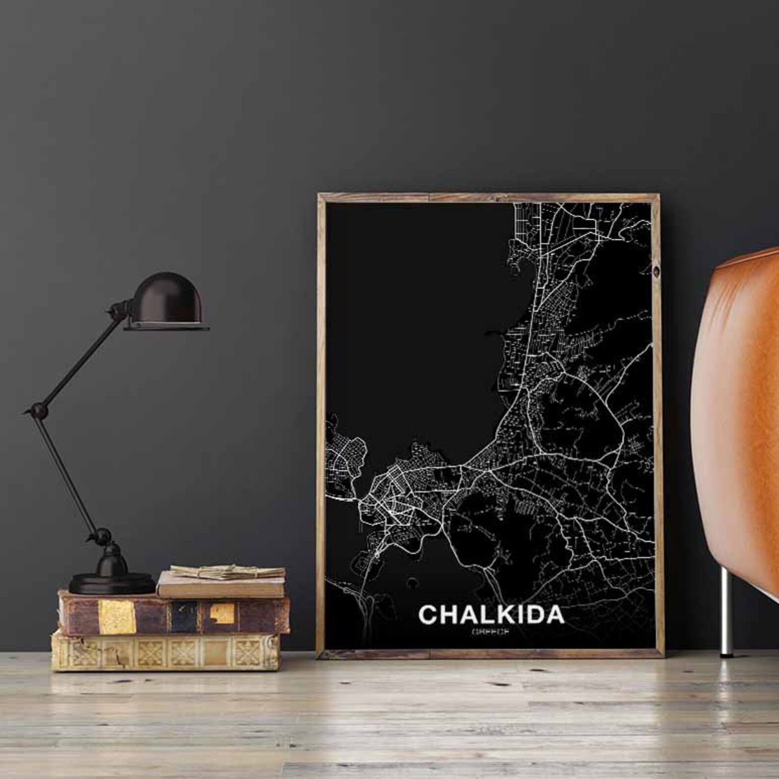 CHALKIDA Greece Map Poster Black White Hometown City Print - Etsy