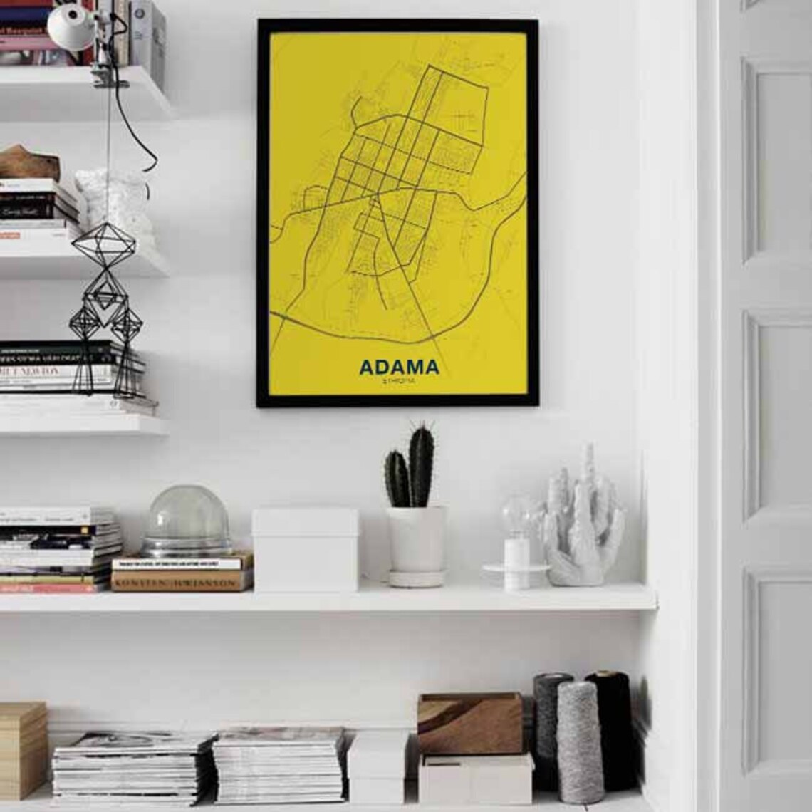 ADAMA Ethiopia Map Poster Color Hometown City Print Modern Home Decor ...
