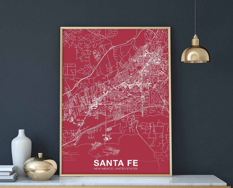 SANTA FE New Mexico NM Usa Poster Color Hometown City Print Modern Home ...
