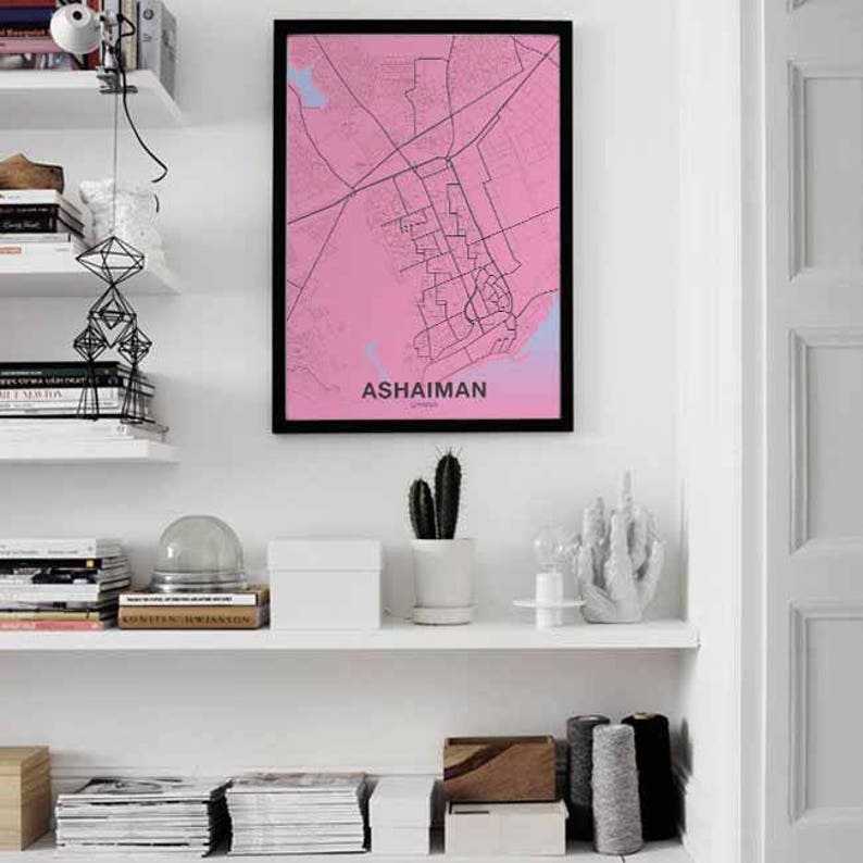 ASHAIMAN Ghana Map Poster Color Hometown City Print Modern | Etsy