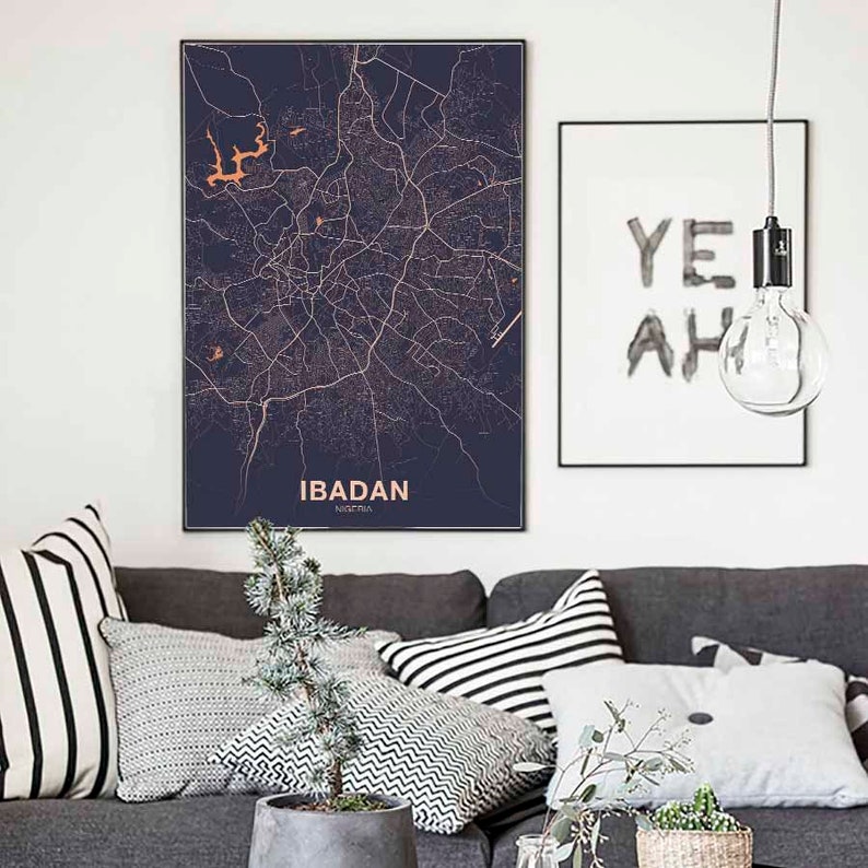 IBADAN Nigeria Poster Color Hometown City Print Modern Home Decor ...