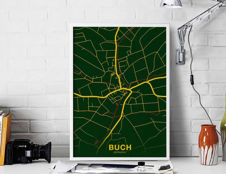 BUCH Germany Map Poster Color Hometown City Print Modern Home | Etsy