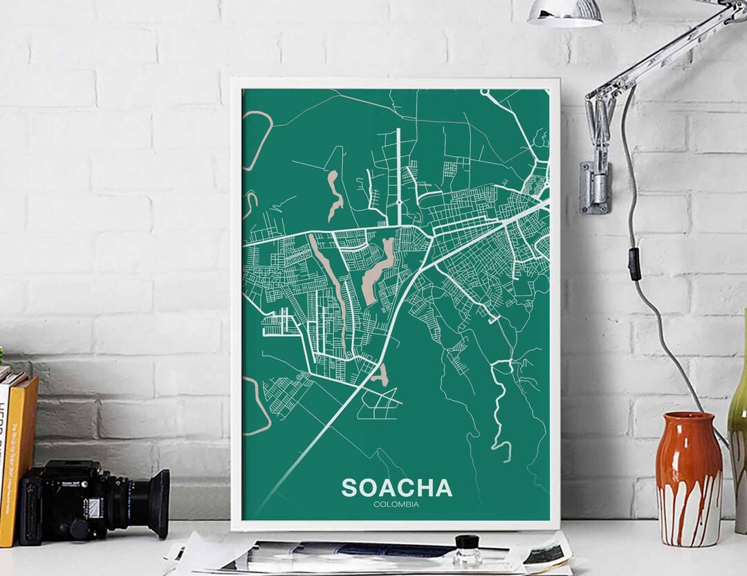 SOACHA Colombia Map Poster Color Hometown City Print Modern Home Decor ...