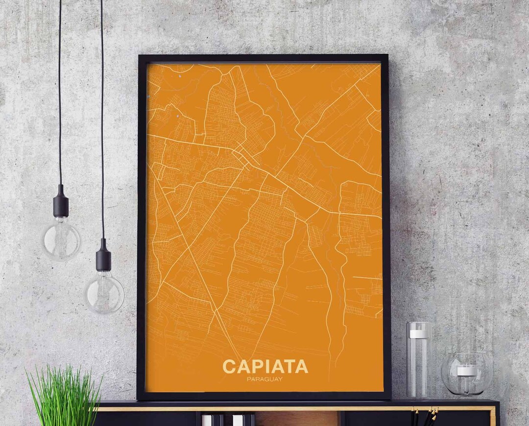 CAPIATA Paraguay Map Poster Color Hometown City Print Modern Home Decor ...