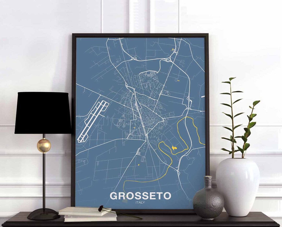 GROSSETO Italy Map Poster Color Hometown City Print Modern Home Decor ...