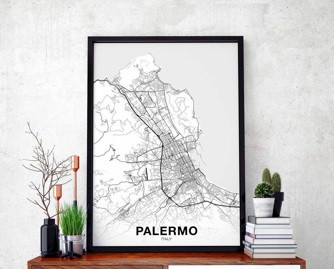 PALERMO Italy Map Poster Hometown City Print Modern Home Decor Office ...