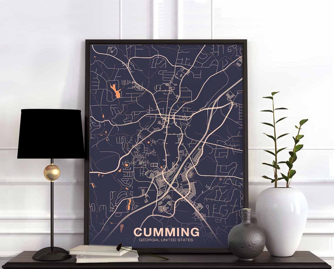 Cumming Georgia Ga Usa Map Poster Color Hometown City Print Modern Home