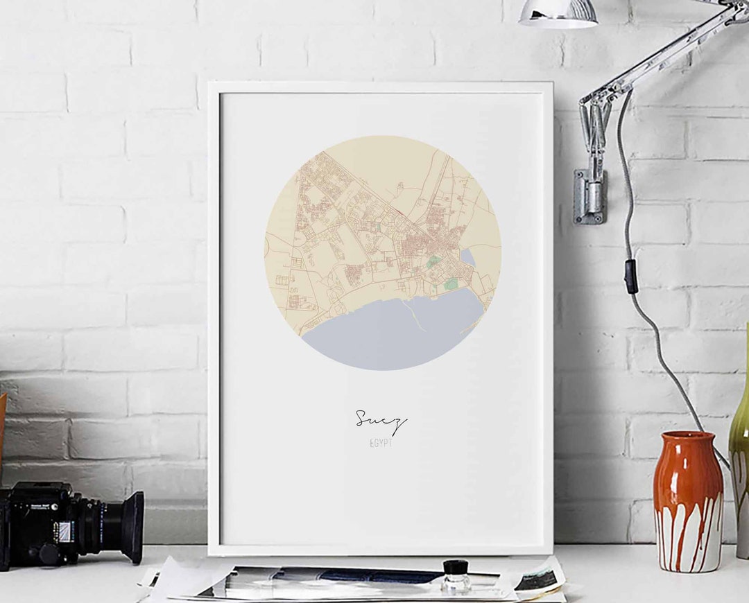 SUEZ Egypt Map Poster Wall Decor Design Modern Minimal Nordic Travel ...