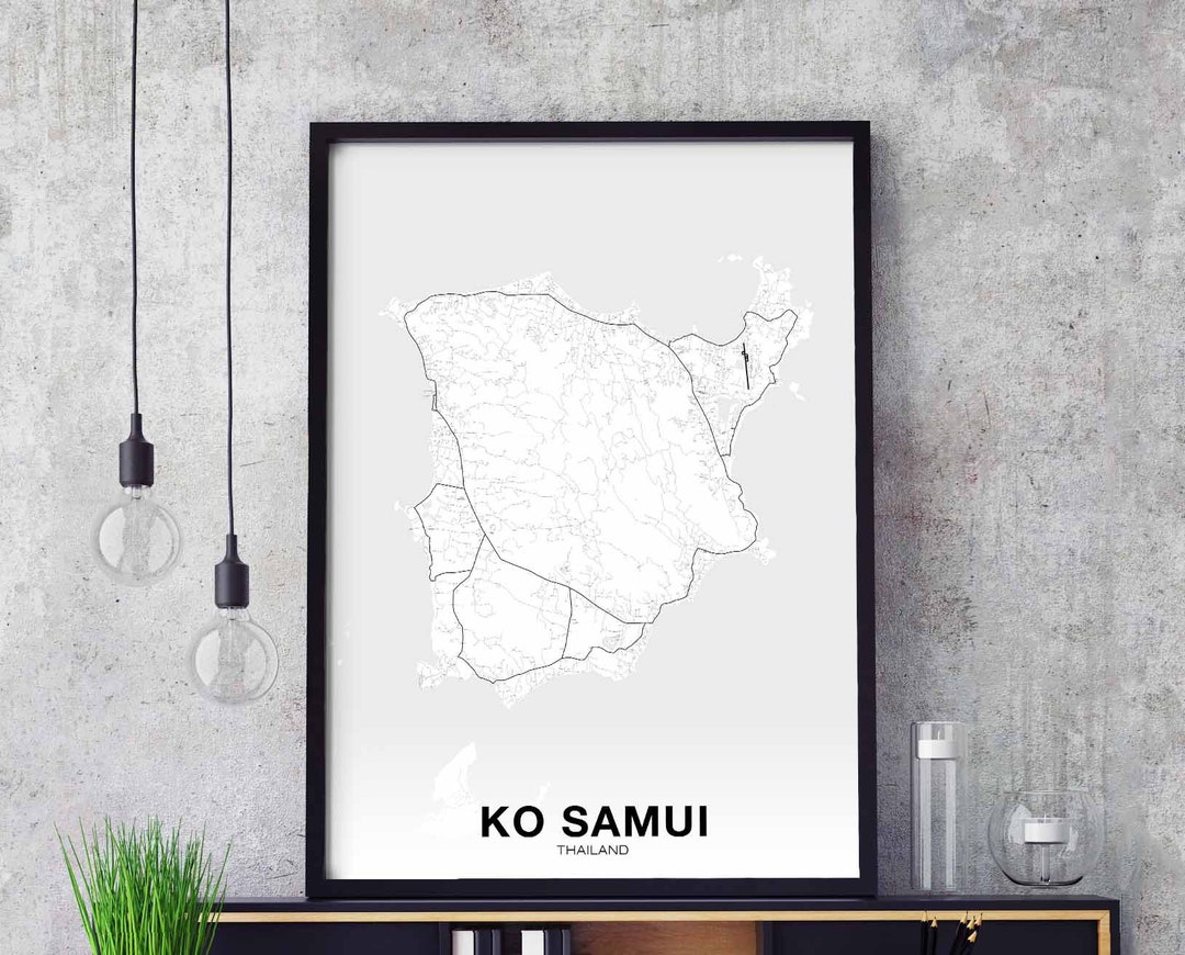 KO SAMUI Thailand Map Poster Hometown City Print Modern Home Decor ...