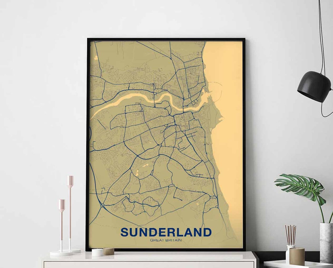 SUNDERLAND Great Britain Uk Map Poster Color Hometown City Print Modern ...