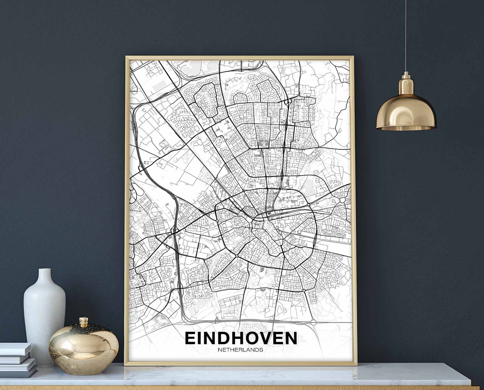 EINDHOVEN NETHERLANDS Map Poster Hometown City Print Modern - Etsy