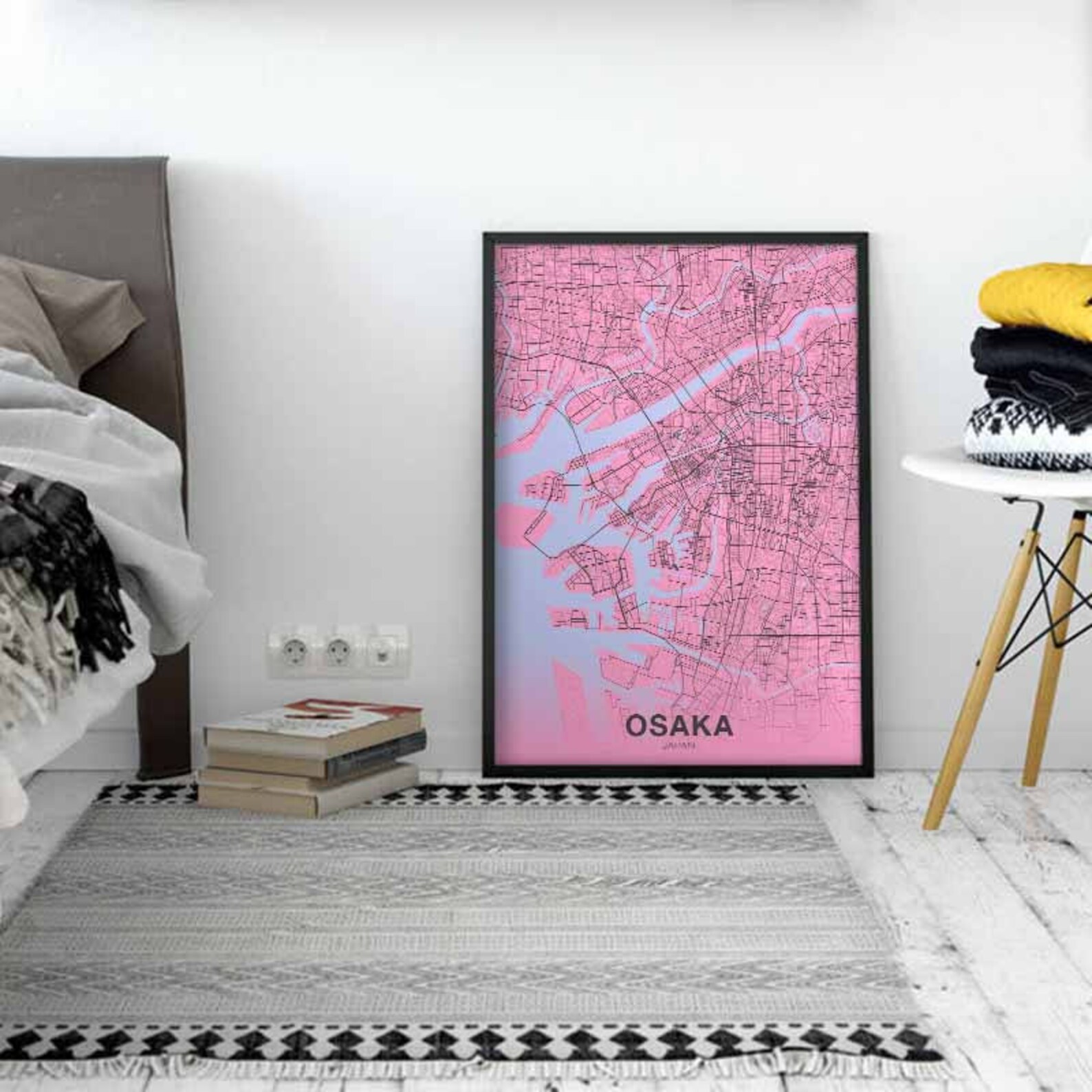 OSAKA Japan Map Poster Color Hometown City Print Modern Home - Etsy