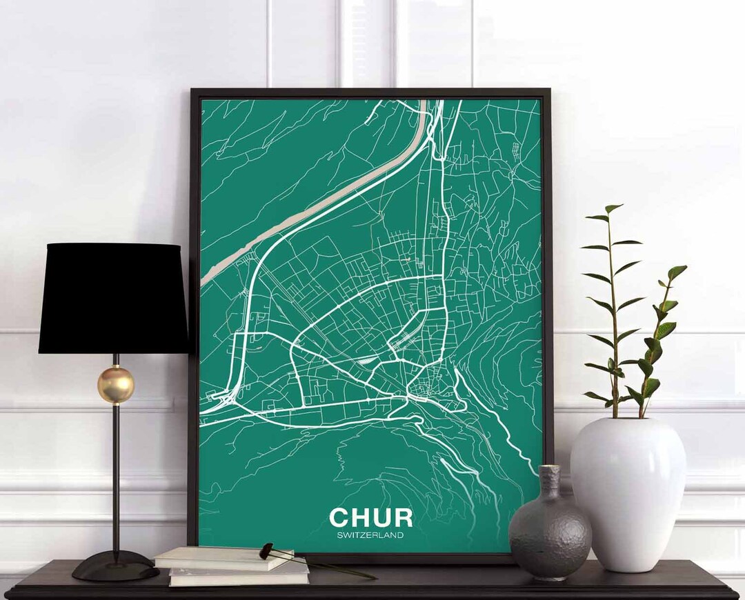 CHUR Switzerland Map Poster Color Hometown City Print Modern Home Decor ...