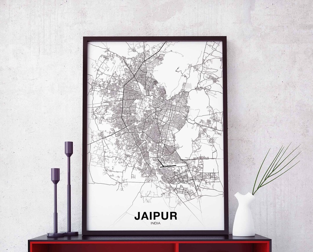 JAIPUR India Map Poster Hometown City Print Modern Home Decor Office ...