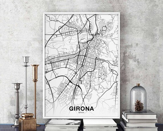 GIRONA Spain map poster color Hometown City Print Modern Home Decor ...