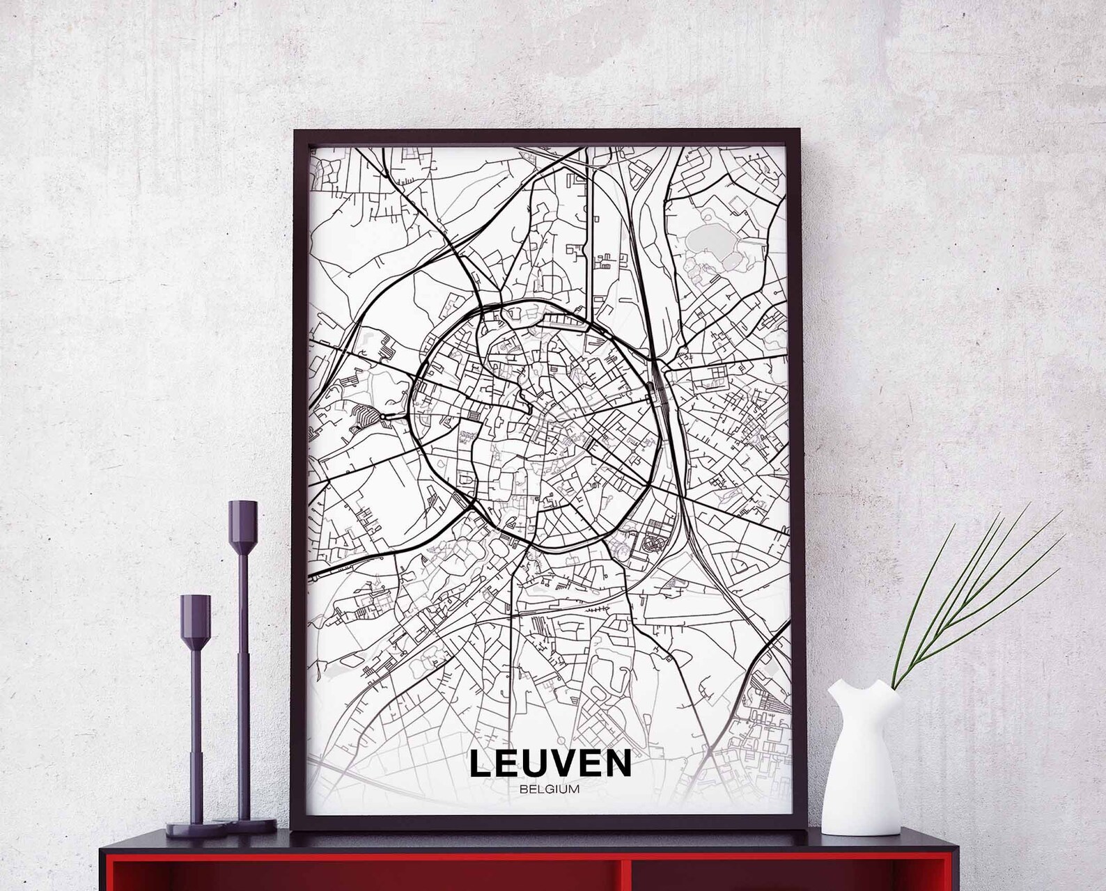 LEUVEN Belgium Map Poster Hometown City Print Modern Home | Etsy
