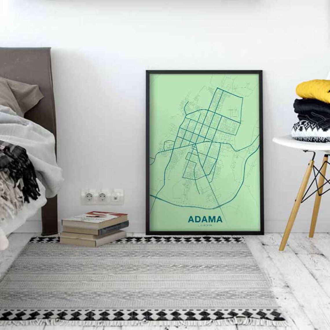 ADAMA Ethiopia Map Poster Color Hometown City Print Modern Home Decor ...