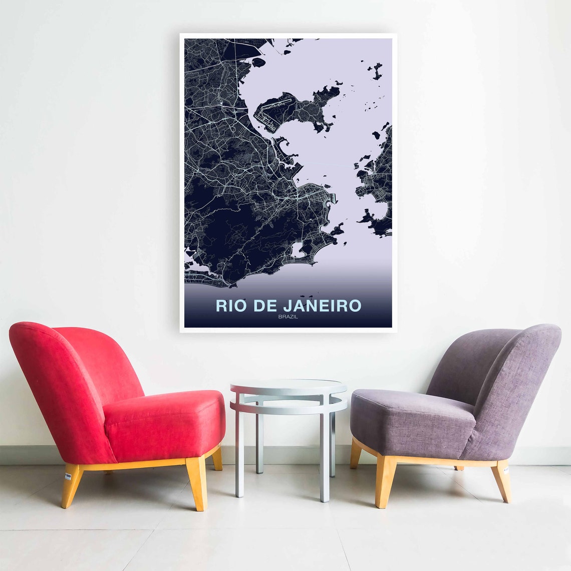 RIO DE JANEIRO Brazil Map Poster Color Hometown City Print | Etsy