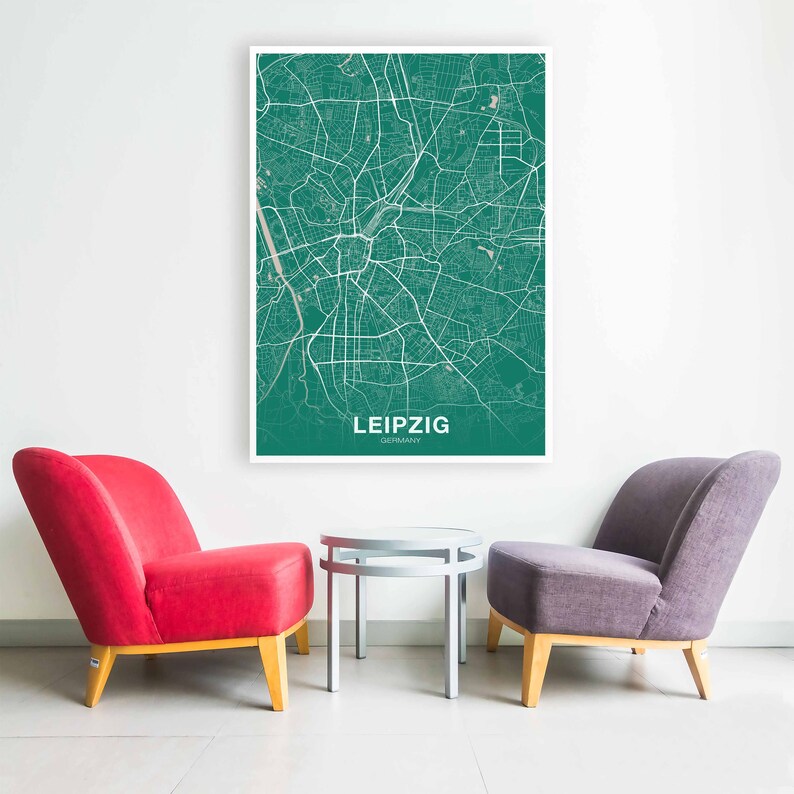 LEIPZIG Germany Map Poster Color Hometown City Print Modern - Etsy