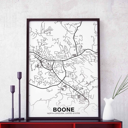 Boone North Carolina Printable Map Boone NC Wall Art - Etsy