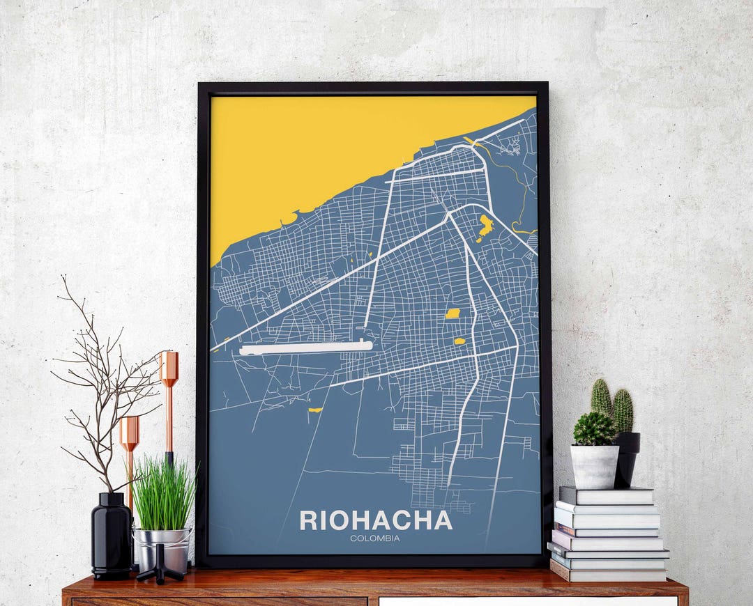 RIOHACHA Colombia Map Poster Color Hometown City Print Modern Home ...