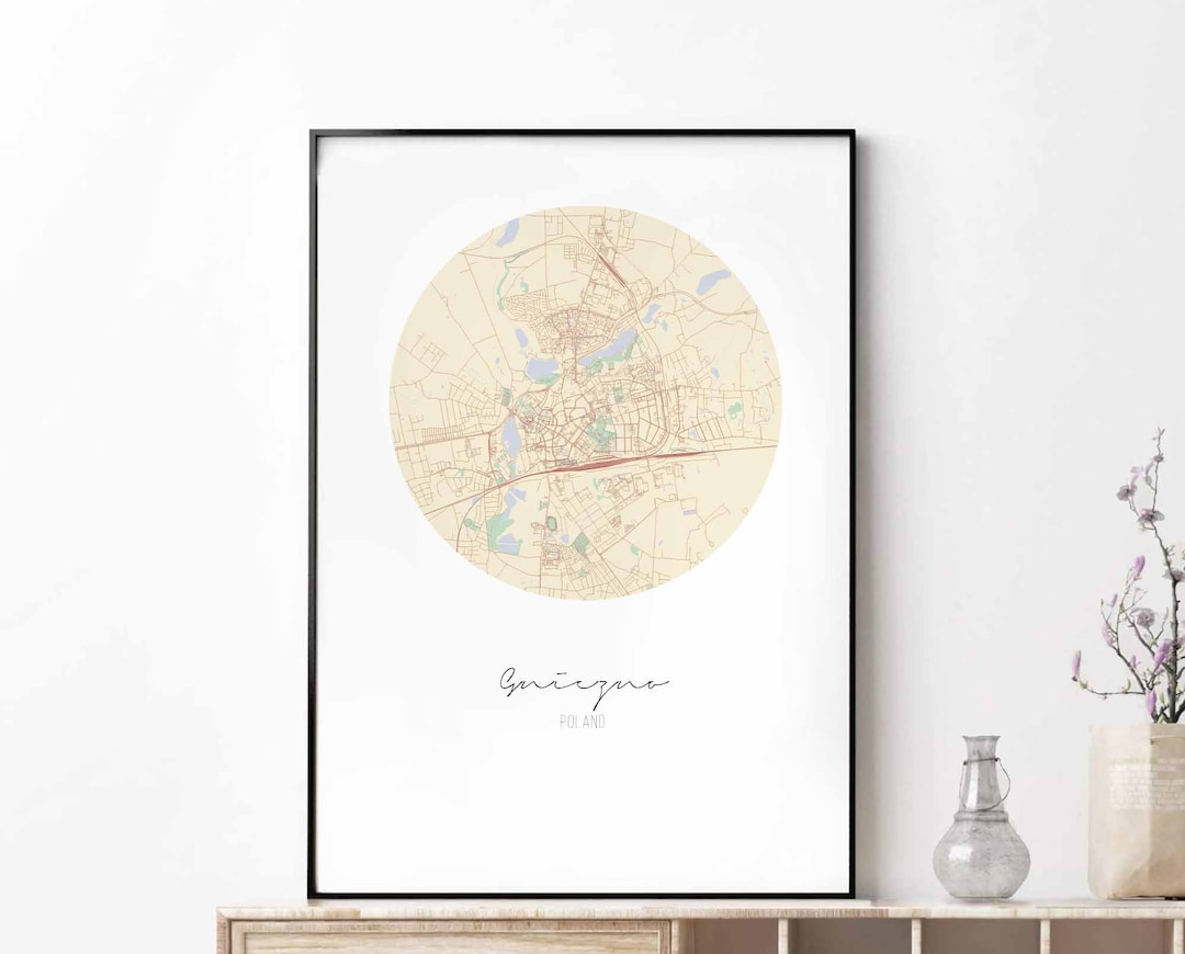 GNIEZNO Poland Map Poster Wall Decor Design Modern Minimal Nordic ...