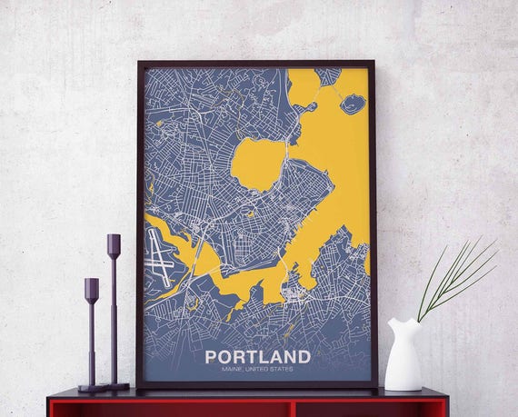 PORTLAND Maine ME US Map Poster Color Hometown City Print | Etsy