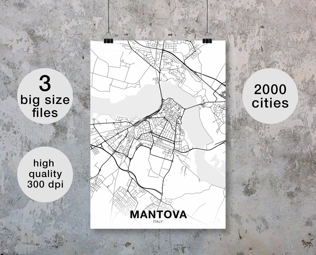 MANTOVA Italy Map Poster Hometown City Print Modern Home Decor Office ...