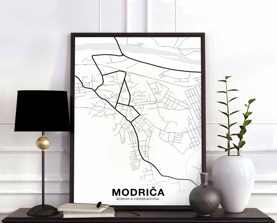 MODRICA Bosnia Map Poster Hometown City Print Modern Home Decor Office ...
