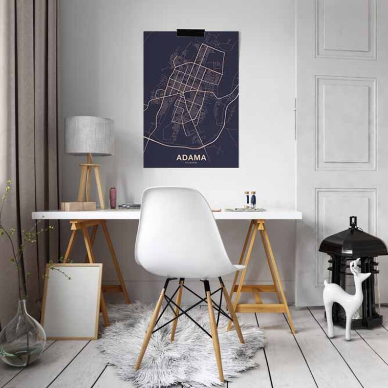 ADAMA Ethiopia Map Poster Color Hometown City Print Modern Home Decor ...