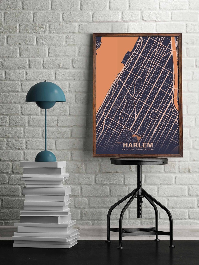 HARLEM New York NYC Usa Borough Map Poster Color Hometown City - Etsy