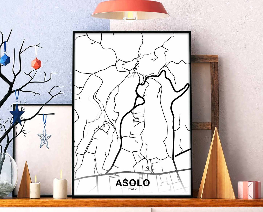 ASOLO Italy Map Poster Hometown City Print Modern Home Decor Office ...