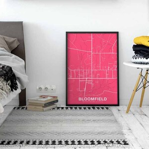 BLOOMFIELD New Mexico NM Us Map Poster Color Hometown City Print Modern ...