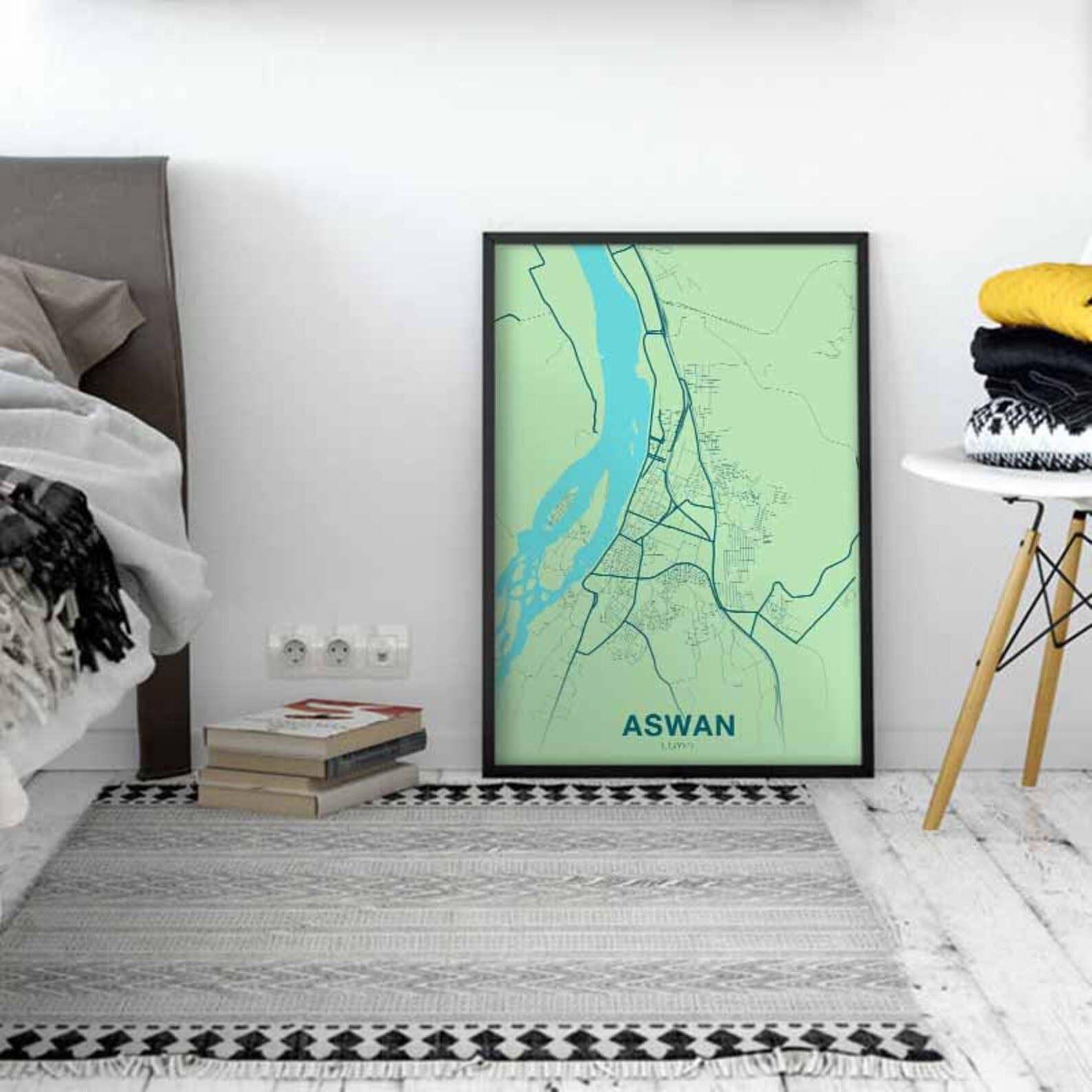 ASWAN Egypt Map Poster Color Hometown City Print Modern Home Decor ...
