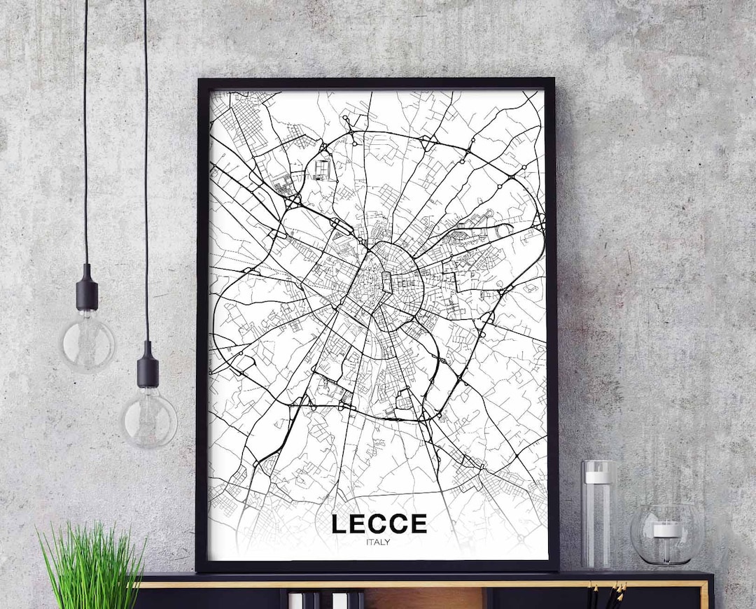 LECCE Italy Map Poster Hometown City Print Modern Home Decor Office ...