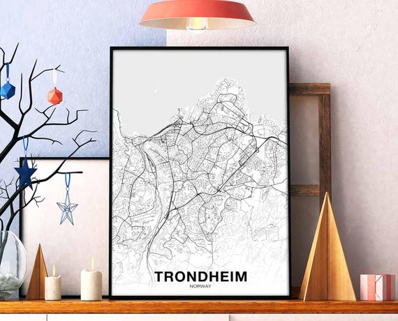 TRONDHEIM Norway Map Poster Hometown City Print Modern Home | Etsy
