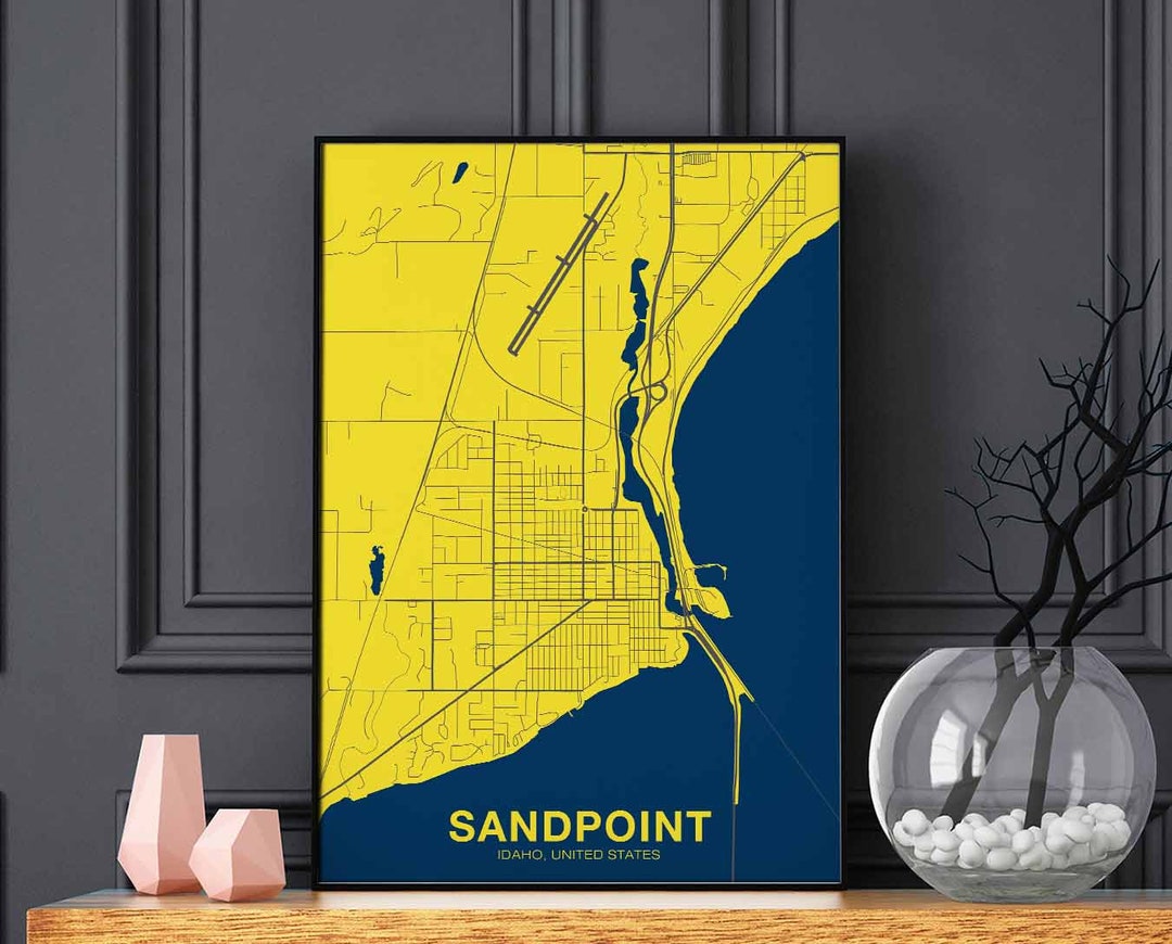 SANDPOINT Idaho ID USA Map Poster Color Hometown City Print Modern Home ...