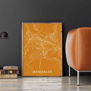 MANIZALES Colombia Map Poster Color Hometown City Print Modern Home ...