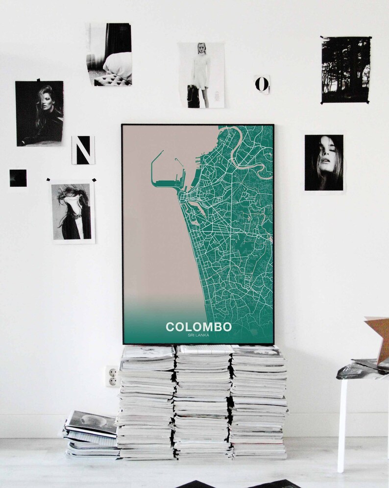 COLOMBO Sri Lanka Map Poster Color Hometown City Print Modern - Etsy